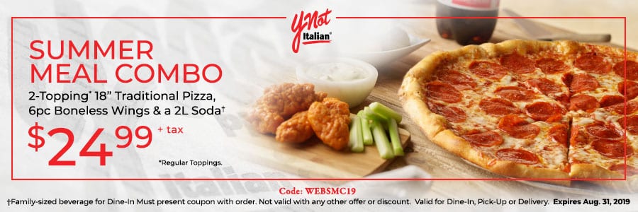 Specials | Ynot Italian - Pizza Delivery & Family Dining